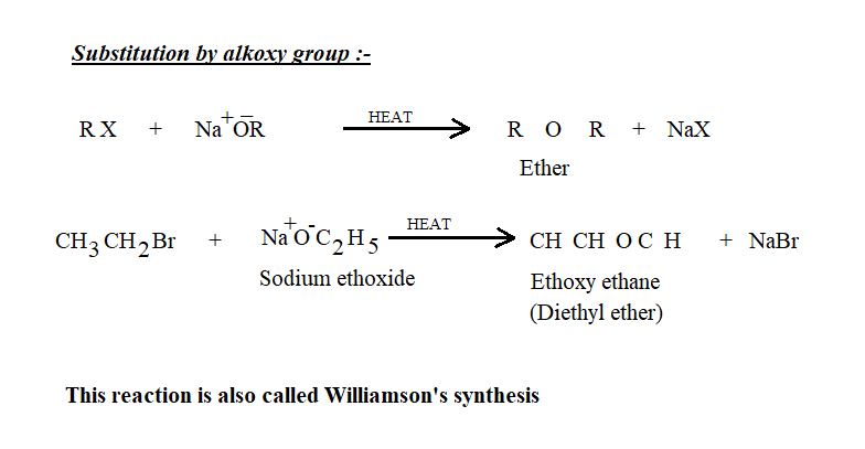 Williamson's synthesis , substitution reaction of alkyl halides with ...